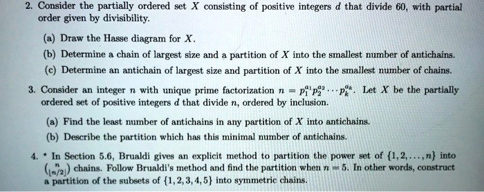 consider the partially ordered set x consisting of positive integers that divide 60 with partial ...