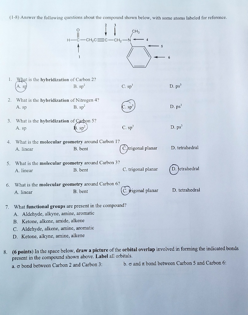 Solved 1 8 Answer The Following Questions Ahout The Compound Shown