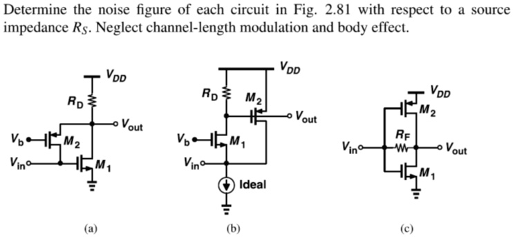 SOLVED: Determine the noise figure of each circuit in Fig. 2.81 with respect to a source ...