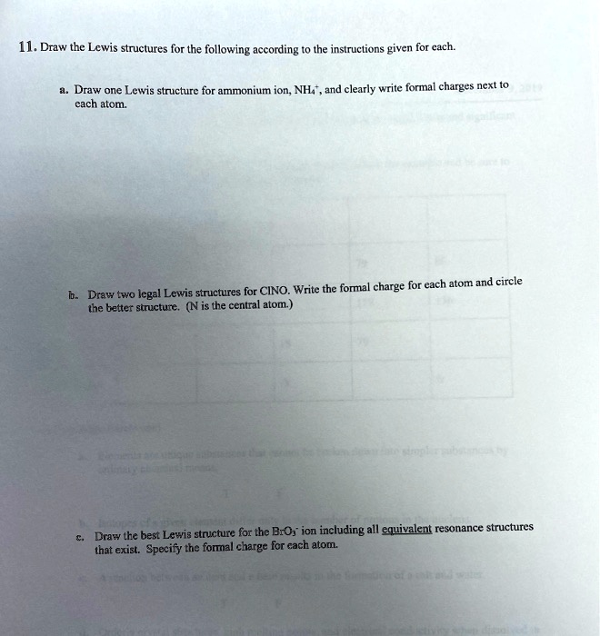 draw the lewis structures for the following according the instructions ...