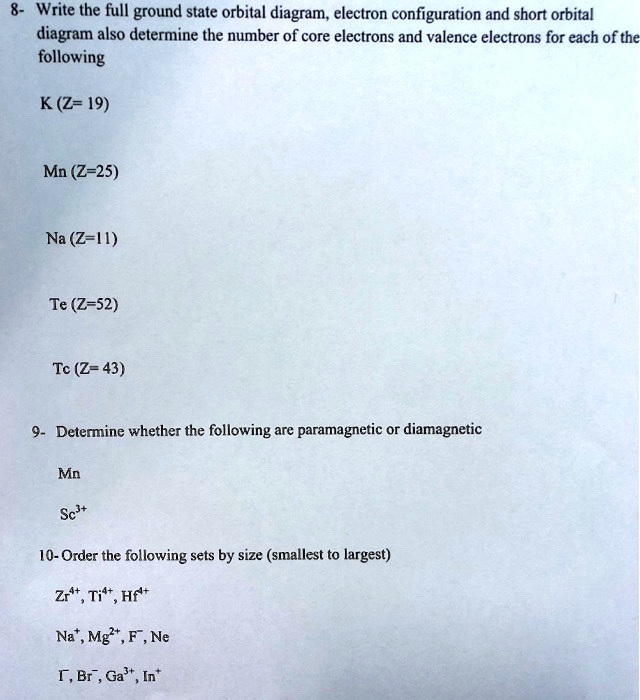 Solved Write The Full Ground State Orbital Diagram Electron