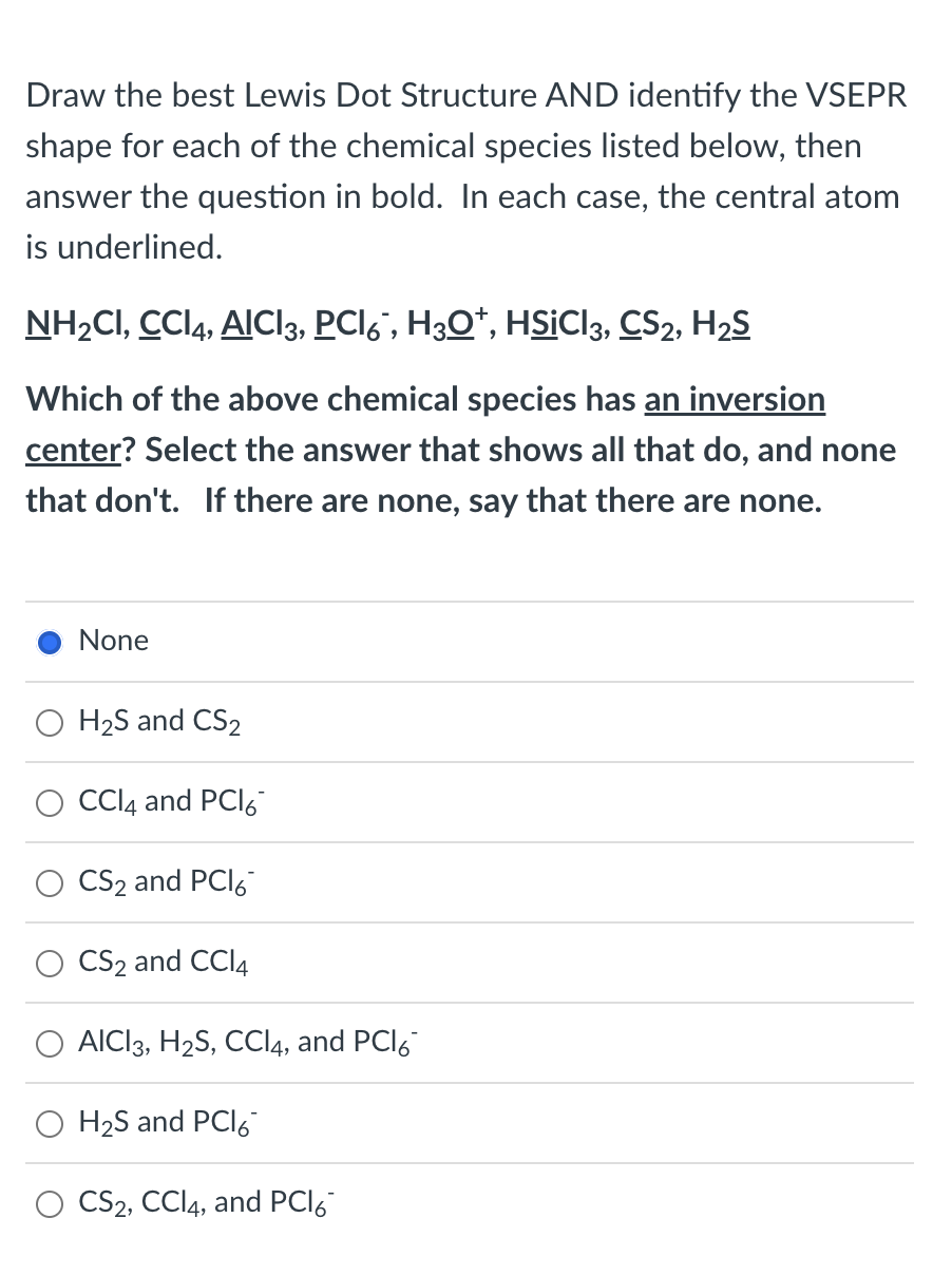 SOLVED: Draw the best Lewis Dot Structure AND identify the VSEPR shape ...