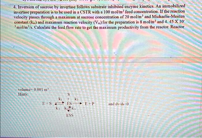 4. Inversion of sucrose by invertase follows substrate inhibited enzyme ...