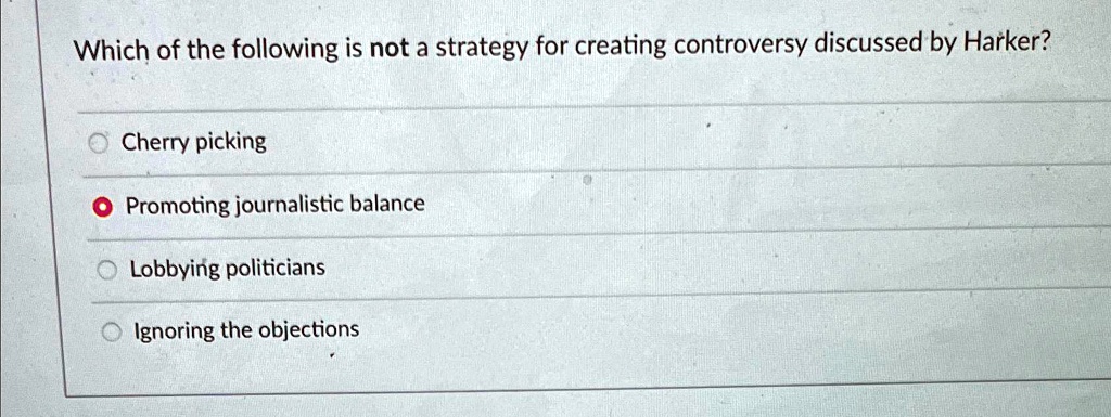 Which of the following is not a strategy for creating controversy ...