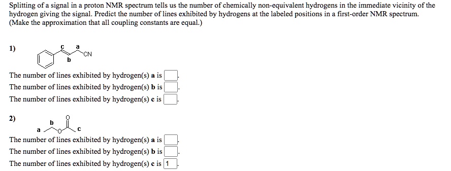 SOLVED: Splitting of a signal in proton NMR spectrum tells us the ...