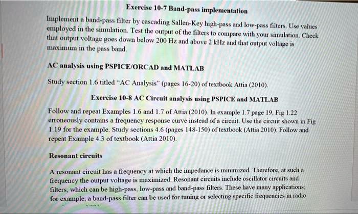 Solved Exercise 10 7 Band Pass Implementation Implement A Band Pass Filter By Cascading Sallen 