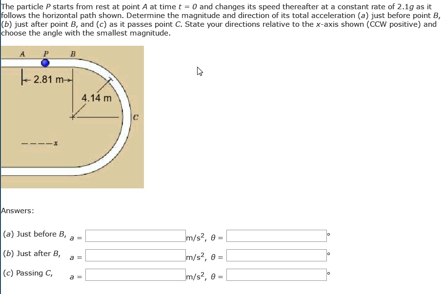 SOLVED: The particle P starts from rest at point A at time t = 0 and changes its speed ...