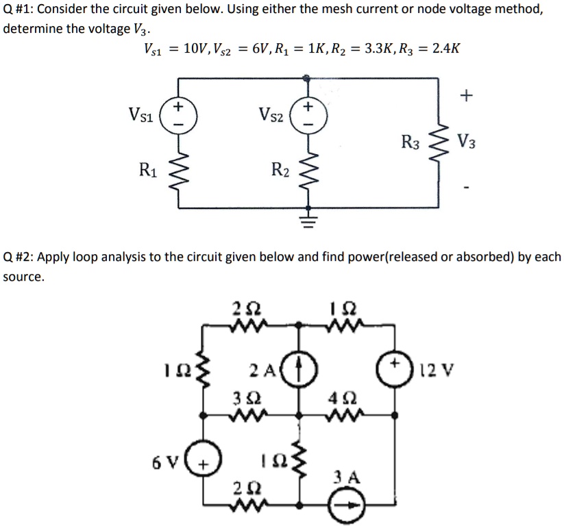 SOLVED: Q #1: Consider the circuit given below. Using either the mesh current or node voltage ...