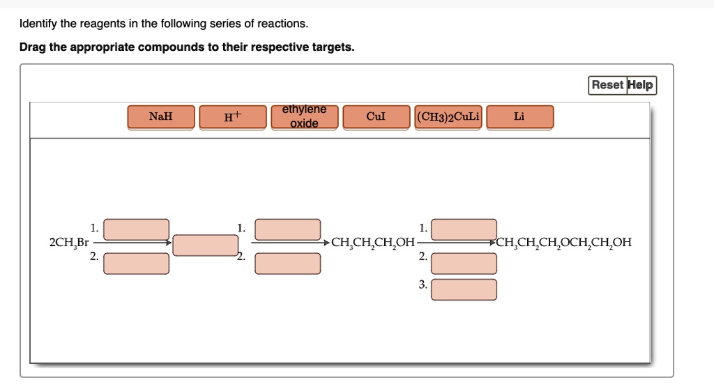 Identify the reagents in the following series of reactions. Drag the ...