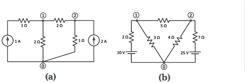 SOLVED: Find the node voltages V1 and V2 in the circuits shown in ...