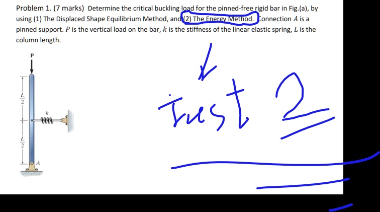 SOLVED: Problem 1. (7 marks) Determine the critical buckling load for ...