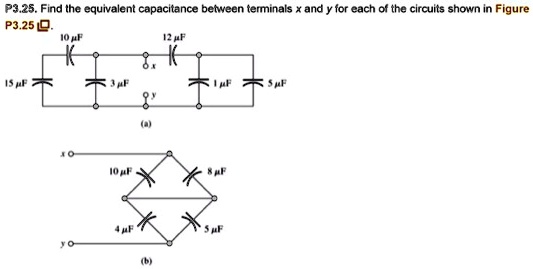 P3.25. Find the equivalent capacitance between terminals x and y for each of the circuits shown ...