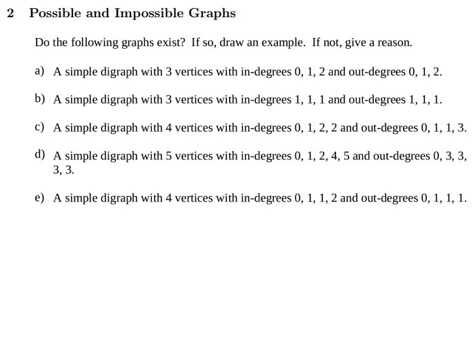 possible and impossible graphs do the following graphs exist if s0 draw an example if not give ...