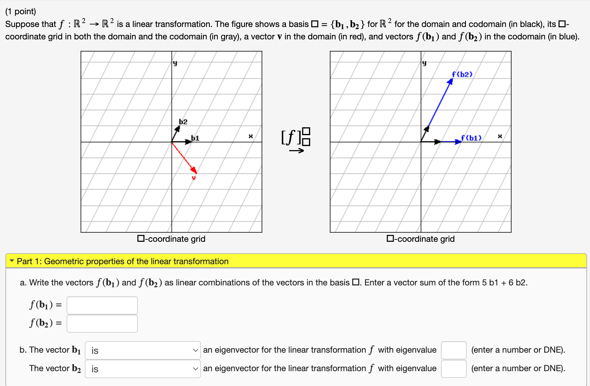 Solved 1 Point Suppose That F ℝ 2→ℝ 2 Is A Linear Transformation