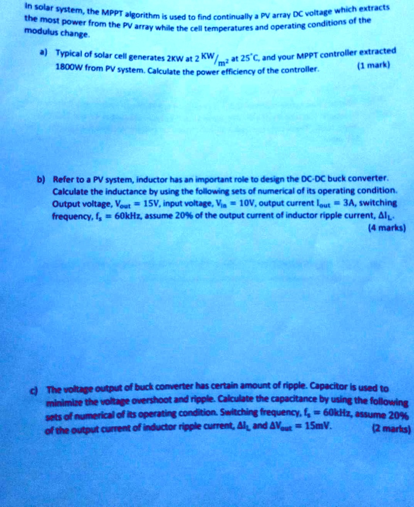 SOLVED: Modulus Change b) Referring to a PV system, the inductor has an ...