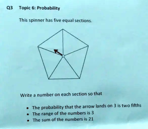 Q3 Topic 6: Probability This spinner has five equal sections. Write a ...