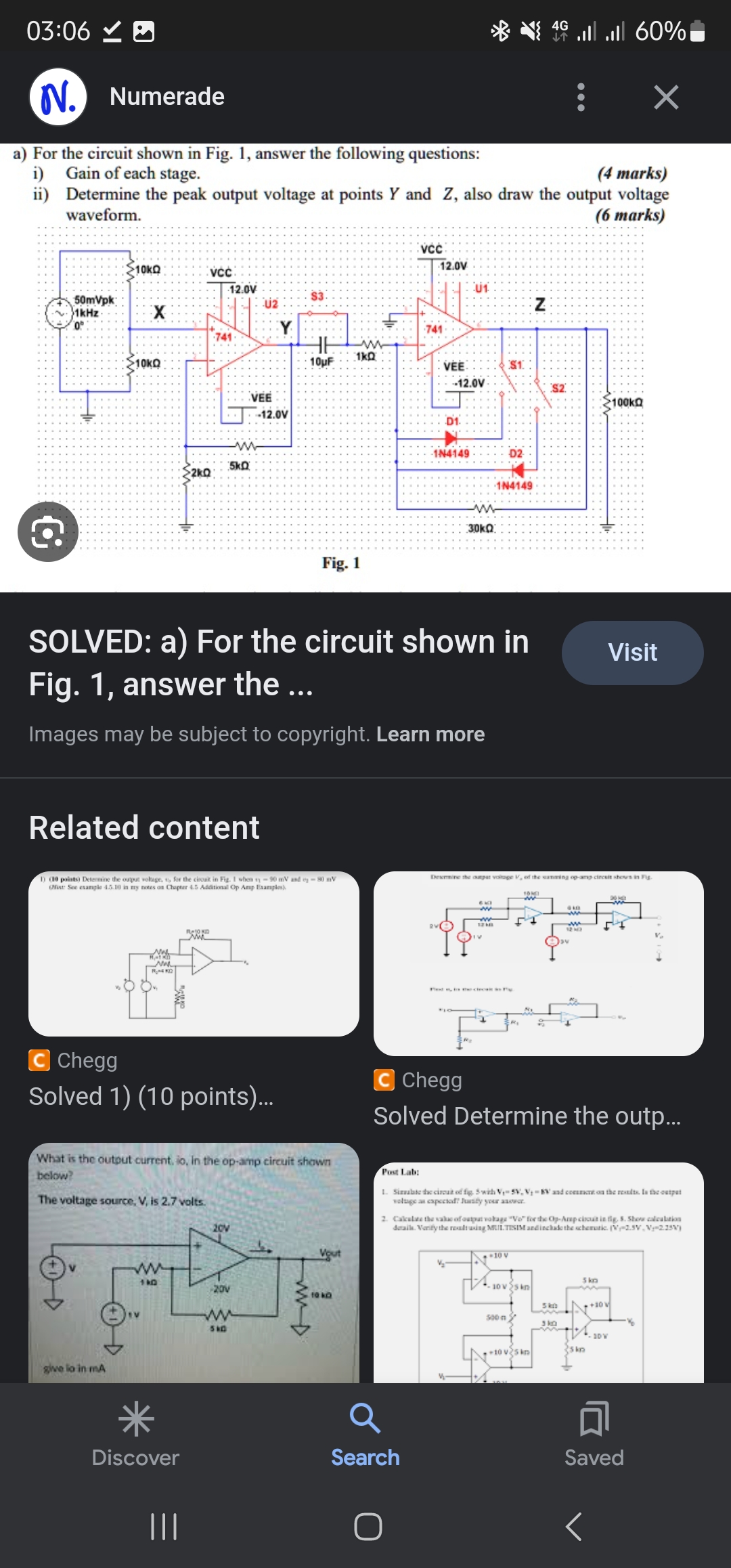 SOLVED: 03:06 ≃ OV. Numerade a) For the circuit shown in Fig. 1, answer ...