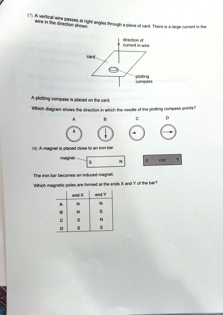 17 a vertical wire passes wire in the direction shown owight angles ...