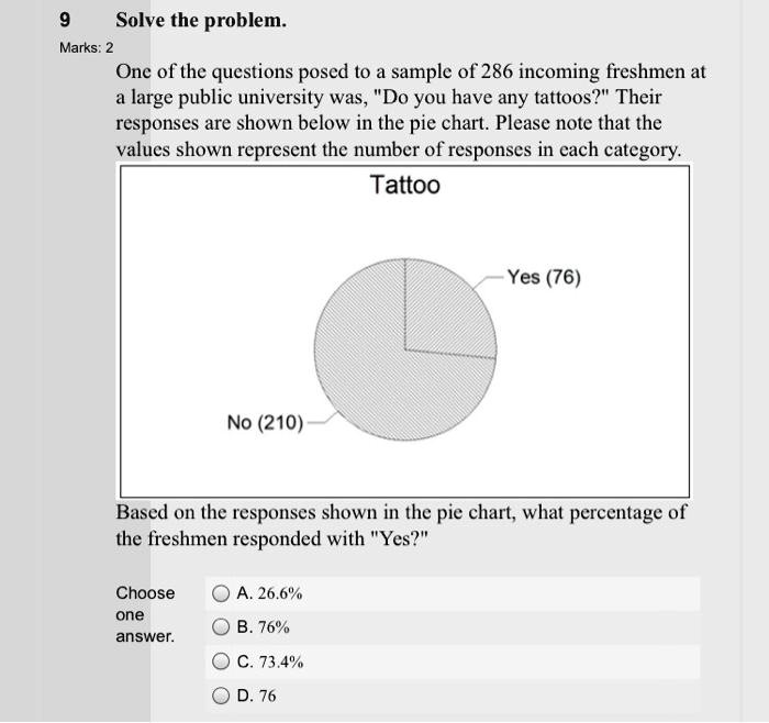 SOLVED: Solve the problem Marks: One of the questions posed to a sample ...