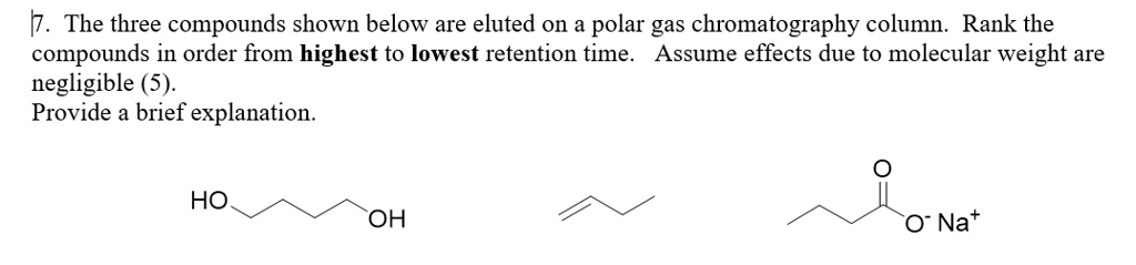 SOLVED: I7 The three compounds shown below are eluted on a polar gas chromatography column. Rank ...