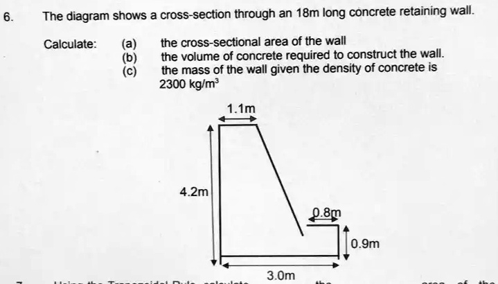 6. The diagram shows a cross-section through an 18m long concrete ...