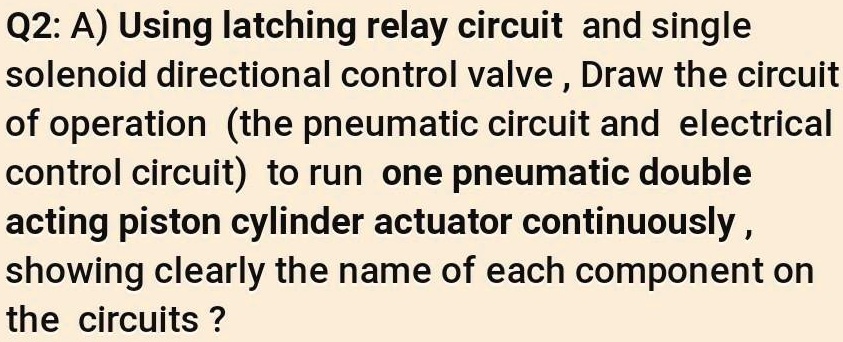 Q2: A) Using latching relay circuit and single solenoid directional ...