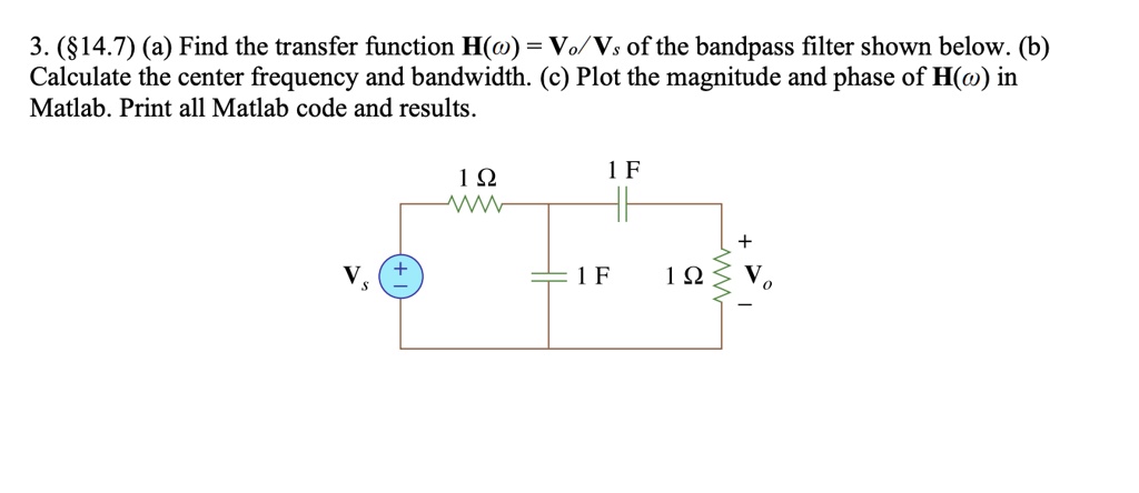 3. (§14.7) (a) Find the transfer function H(ω) = Vo / Vs of the ...