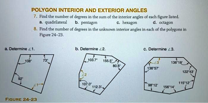polygon interior and exterior angles find the number of degrees in the ...