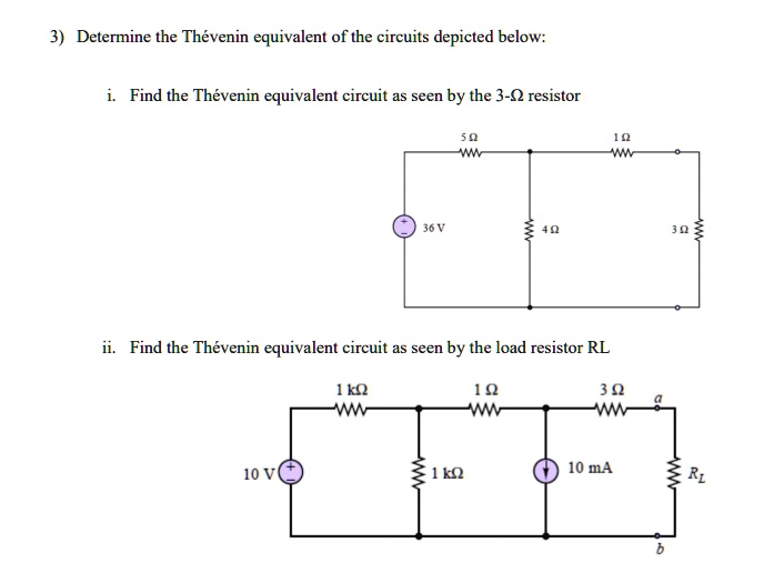 SOLVED: 3) Determine the Thevenin equivalent of the circuits depicted below. i. Find the ...
