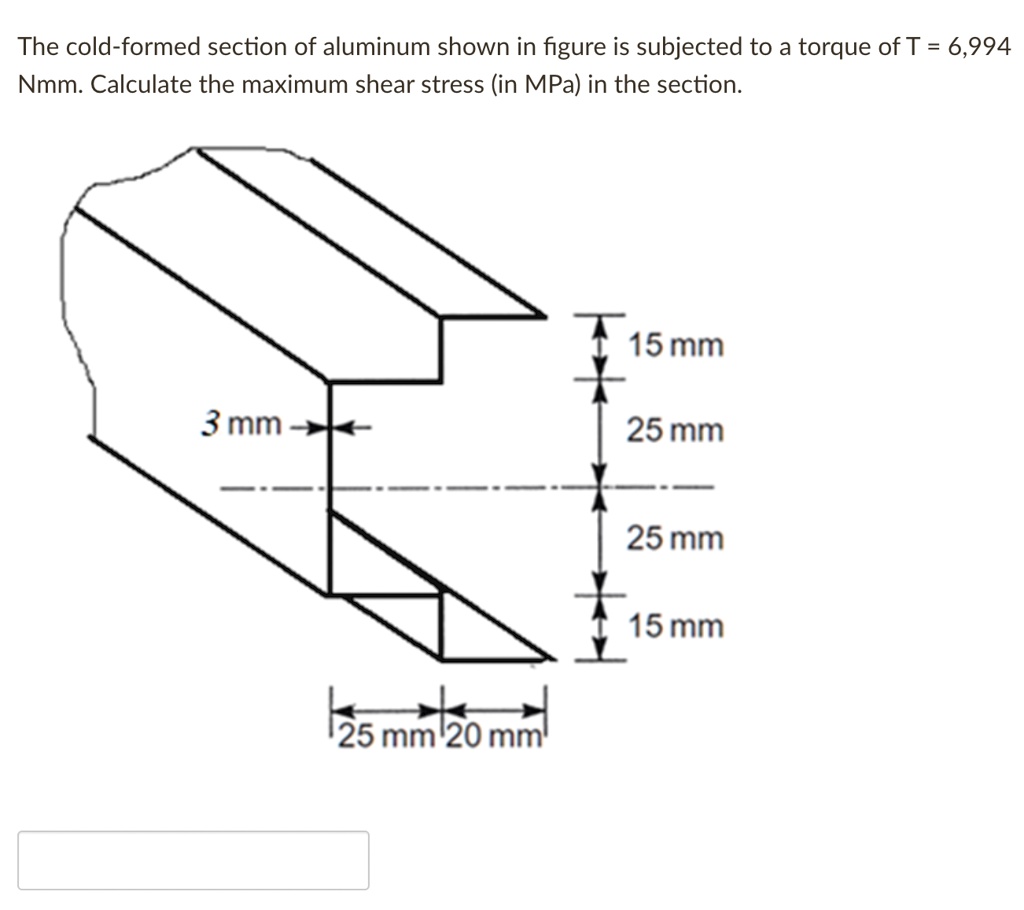 The cold-formed section of aluminum shown in figure is subjected to a ...