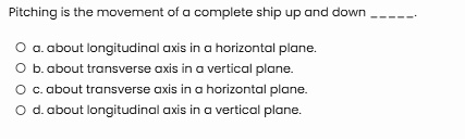 SOLVED: Pitching is the movement of a complete ship up and down — O a ...