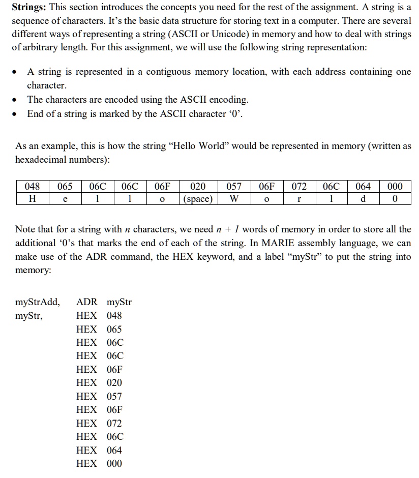 SOLVED: TASK 1: Print your name as a string Prepare a complete MARIE ...