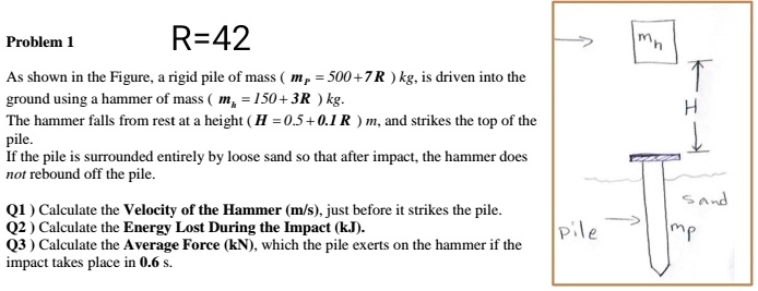 SOLVED: Problem R-42 As shown in the Figure , rigid pile of mass mp ...