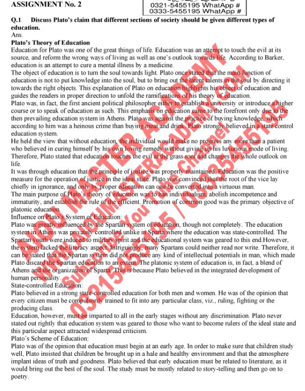 ASSIGNMENT No. 2 0321-5455195 WhatApp # 0333-5455195 WhatApp # Q.1 ...