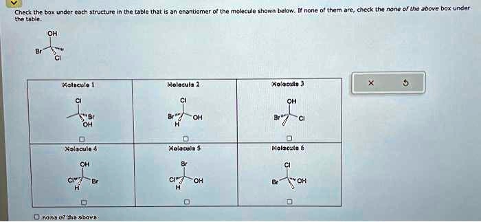 SOLVED: Check the box under each structure in the table that is an ...