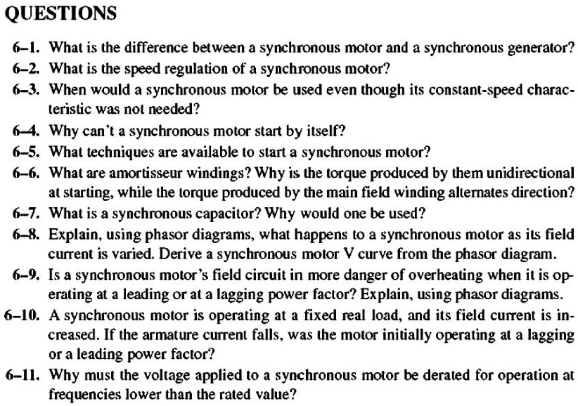 Questions 6 1 What Is The Difference Between A Synchronous Motor And A