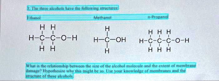 3. The three alcohols have the following structures: Ethanol HH H-C-C-O ...