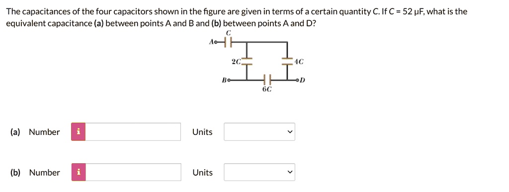 The capacitances of the four capacitors shown in the figure are given ...