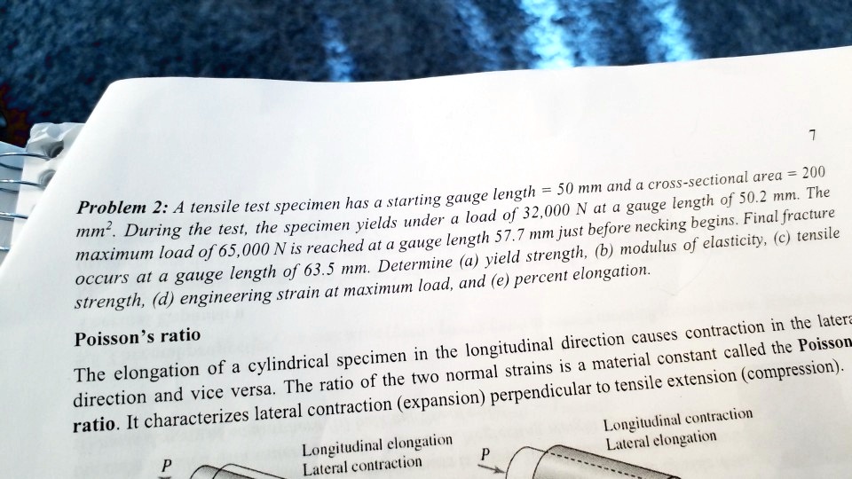 SOLVED: problem 2 Poisson's ratio Longitudinal contraction Lateral ...