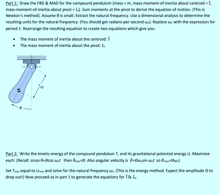 part 1draw the fbd mad for the compound pendulummassmmass moment of ...