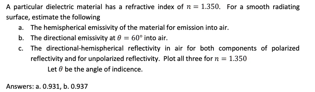 SOLVED: A particular dielectric material has a refractive index of n ...