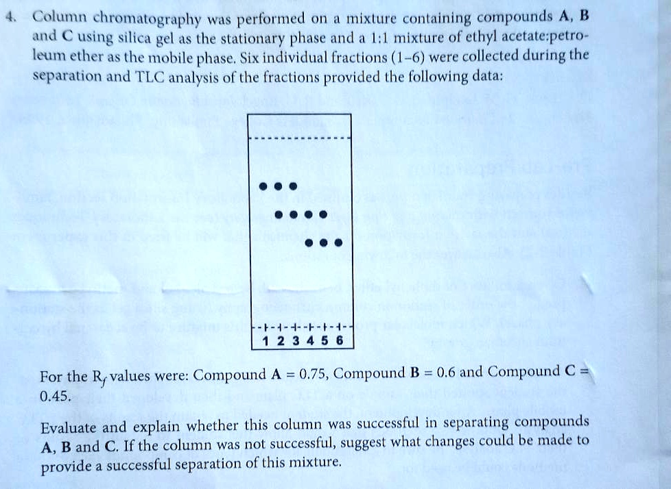 Column chromatography was performed on a mixture containing compounds A ...