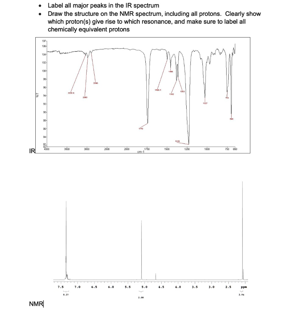 SOLVED: Label all major peaks in the IR spectrum. Draw the structure on ...