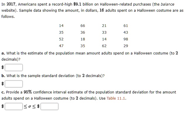 SOLVED: In 2017 Americans spent cord-high 9 billion on Halloween-relate ...