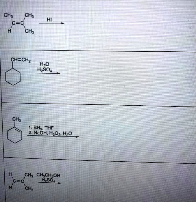 SOLVED: Give the major product for each reaction: CH3CH3 + C=C + HI ...