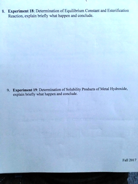 SOLVED: Experiment 18: Determination of Equilibrium Constant and ...