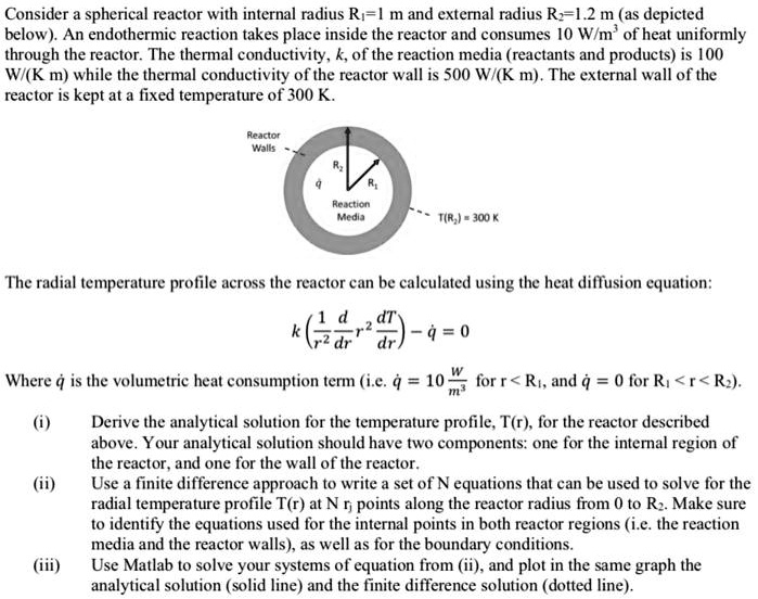 SOLVED: Consider a sphericalreactor with internal radius R=1 m and ...