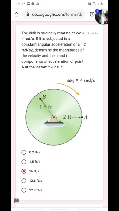 SOLVED: 09:37 90 docs.google.com/forms/d/ The disk is originally ...