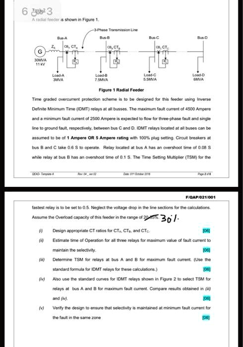 SOLVED: 3 A radial feeder is shown in Figure 1, 3-Phase Transmission ...