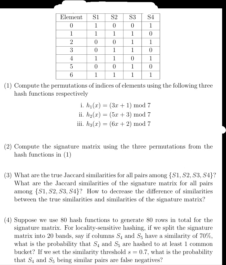SOLVED: (1) Compute the permutations of indices of elements using the following three hash ...